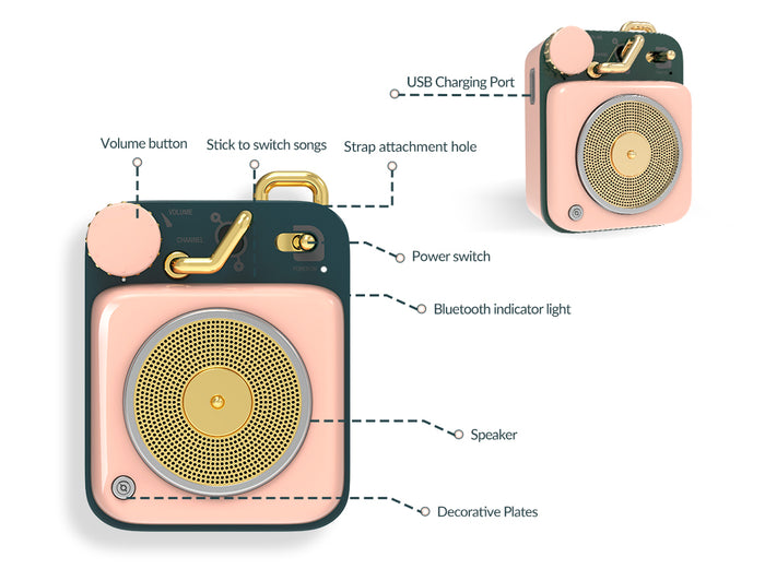 Small Mini Bluetooth Speaker with Button Cute Candy Design | Muzen Audio